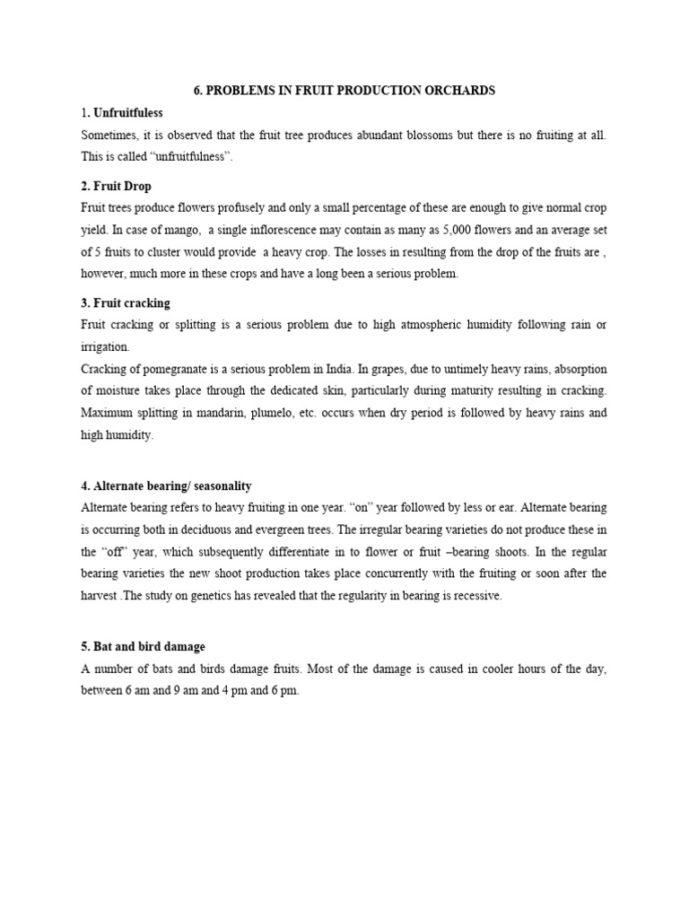 Problems in Fruit Production Orchards | PDF | Fruit | Trees