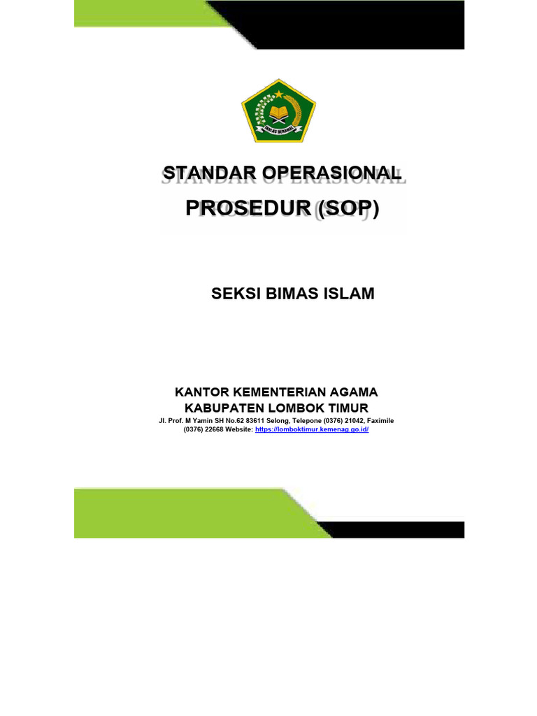 Update Sop Seksi Bimas Islam Kemenag Lotim 2022 | PDF