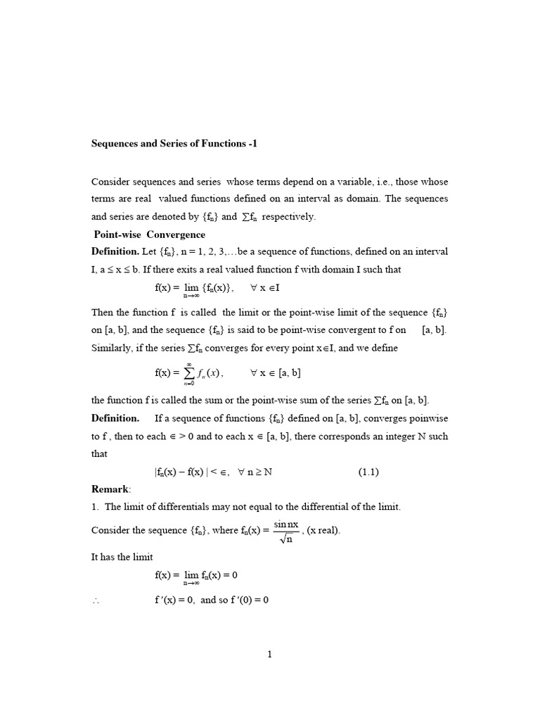 Uniform & Pointwise Convergence (II) | PDF | Limit (Mathematics ...