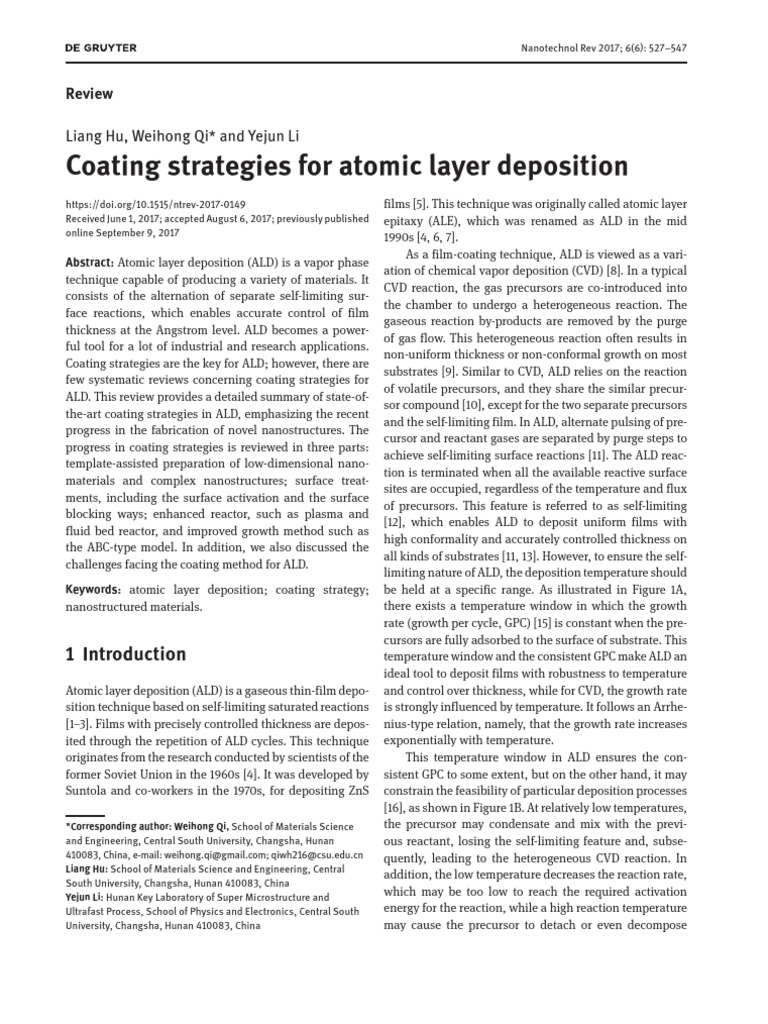 Coating Strategies For Atomic Layer Deposition (2017) | PDF | Thin Film ...