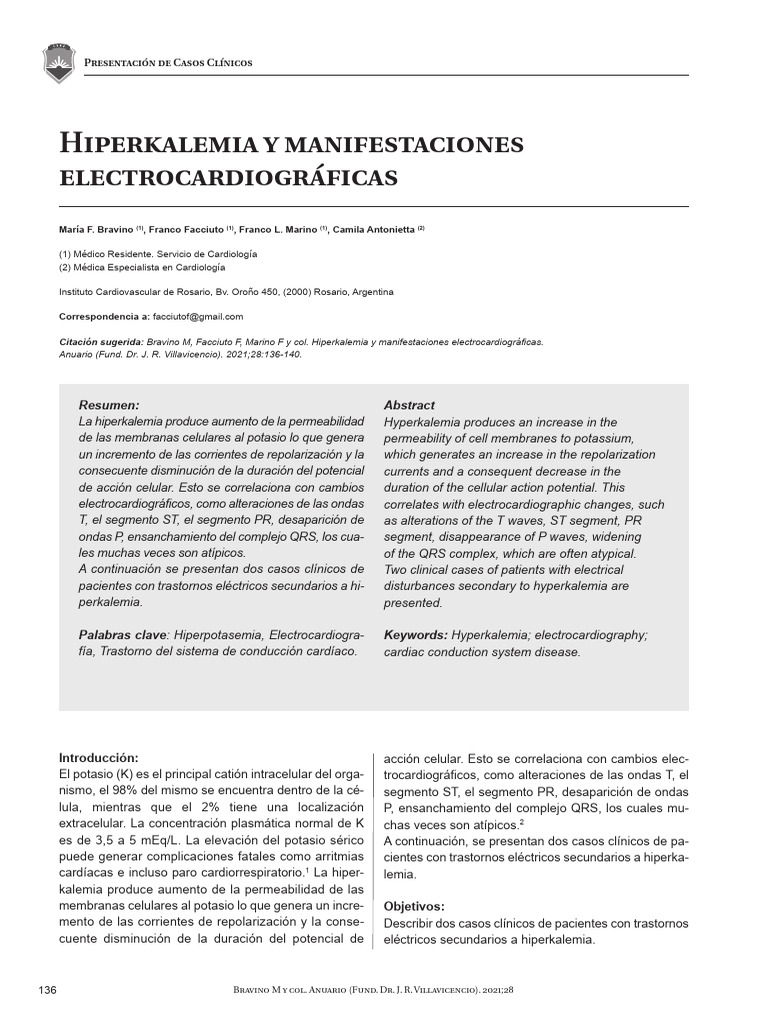 Cambios ECG en Hiperkalemia | PDF | Electrocardiografia | Potasio