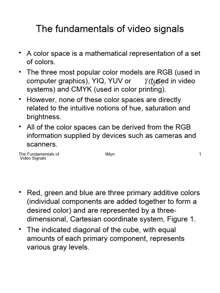 The Fundamentals of Video Signals | PDF | Rgb Color Model | Color