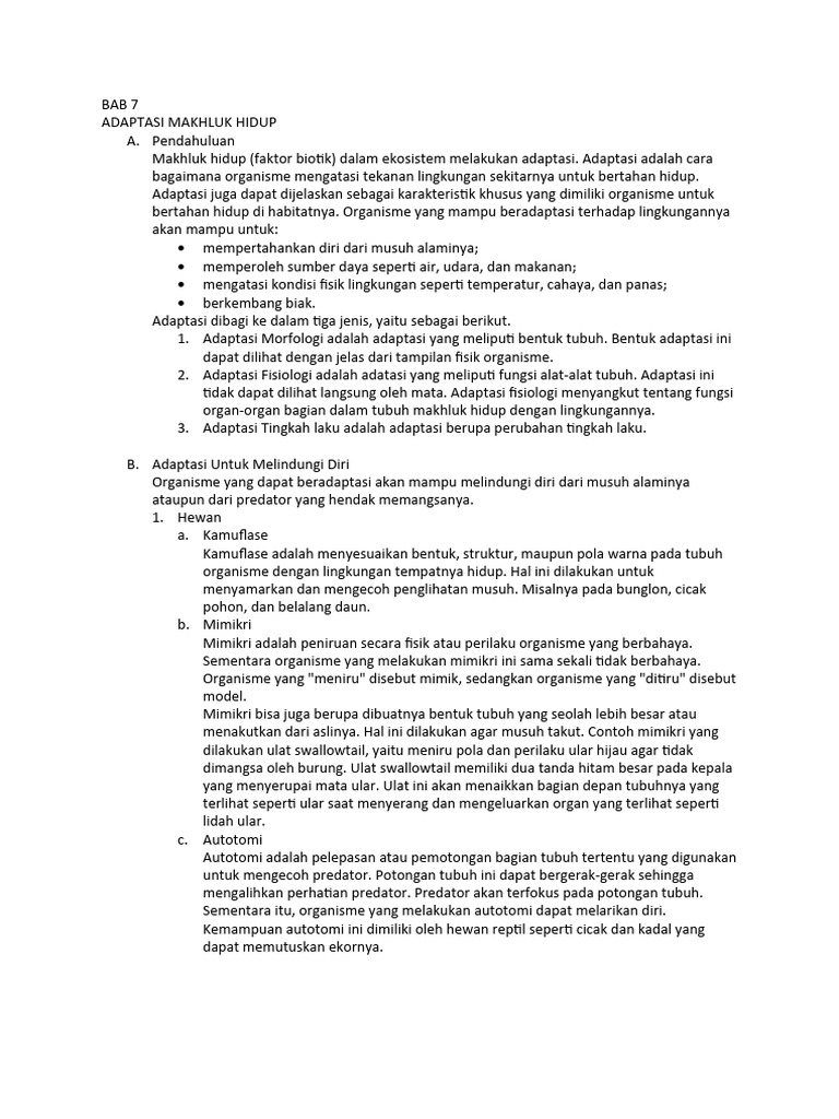 Adaptasi Makhluk Hidup | PDF | Sains & Matematika
