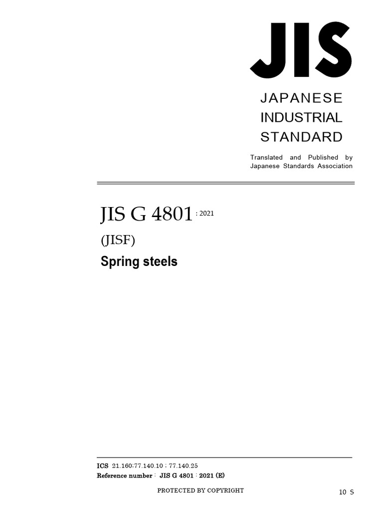 Pre Jis G 04801 000 000 2021 e Ed10 CH | PDF | Steel | Heat Treating