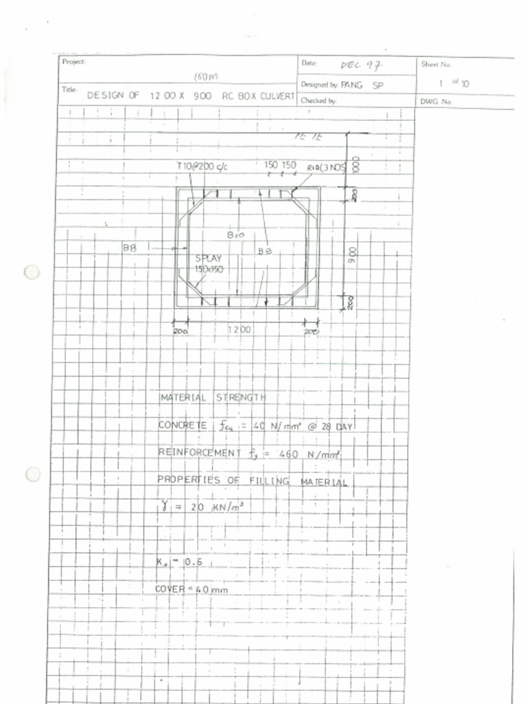 Box Culvert Structure Calculation | PDF