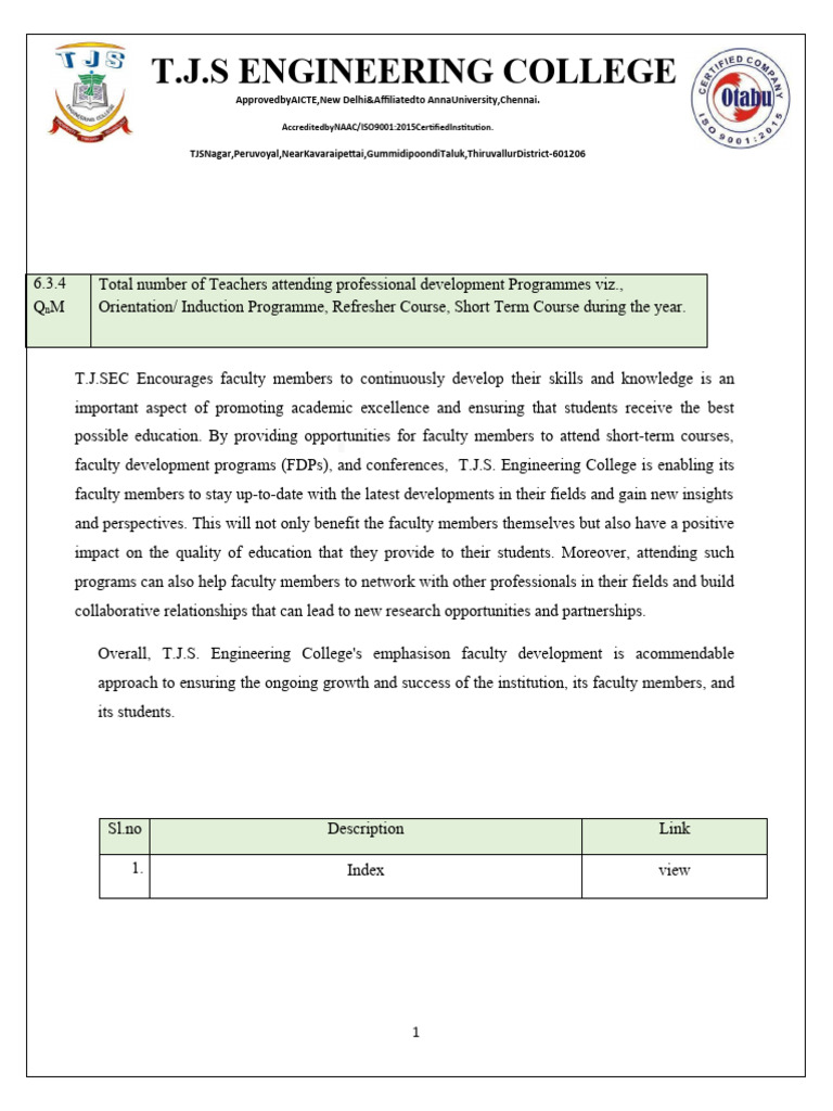 T.J.S Engineering College: Approvedbyaicte, New Delhi&Affiliatedto Annauniversity, Chennai | PDF ...