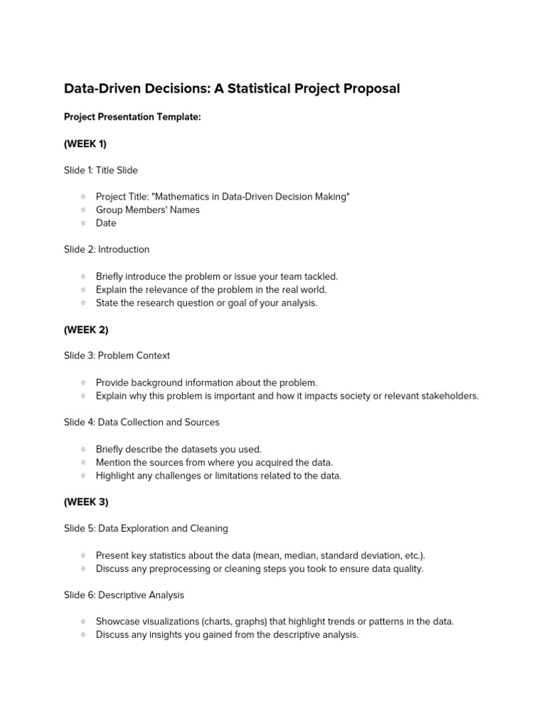 Data-Driven Decisions - A Statistical Project Proposal - PCL | PDF | Data Science | Statistics