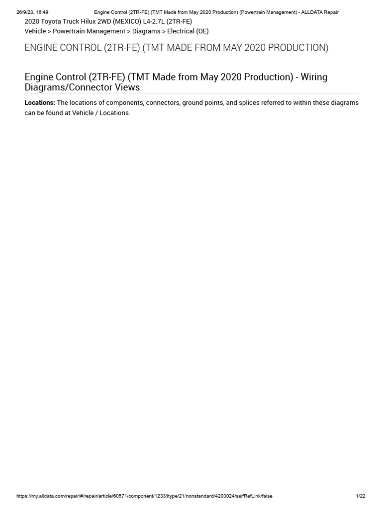 Engine Control (2TR-FE) (TMT Made From May 2024 Production) (Powertrain Management) | PDF ...