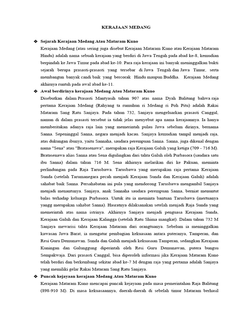 Sejarah dan Raja Kerajaan Medang | PDF