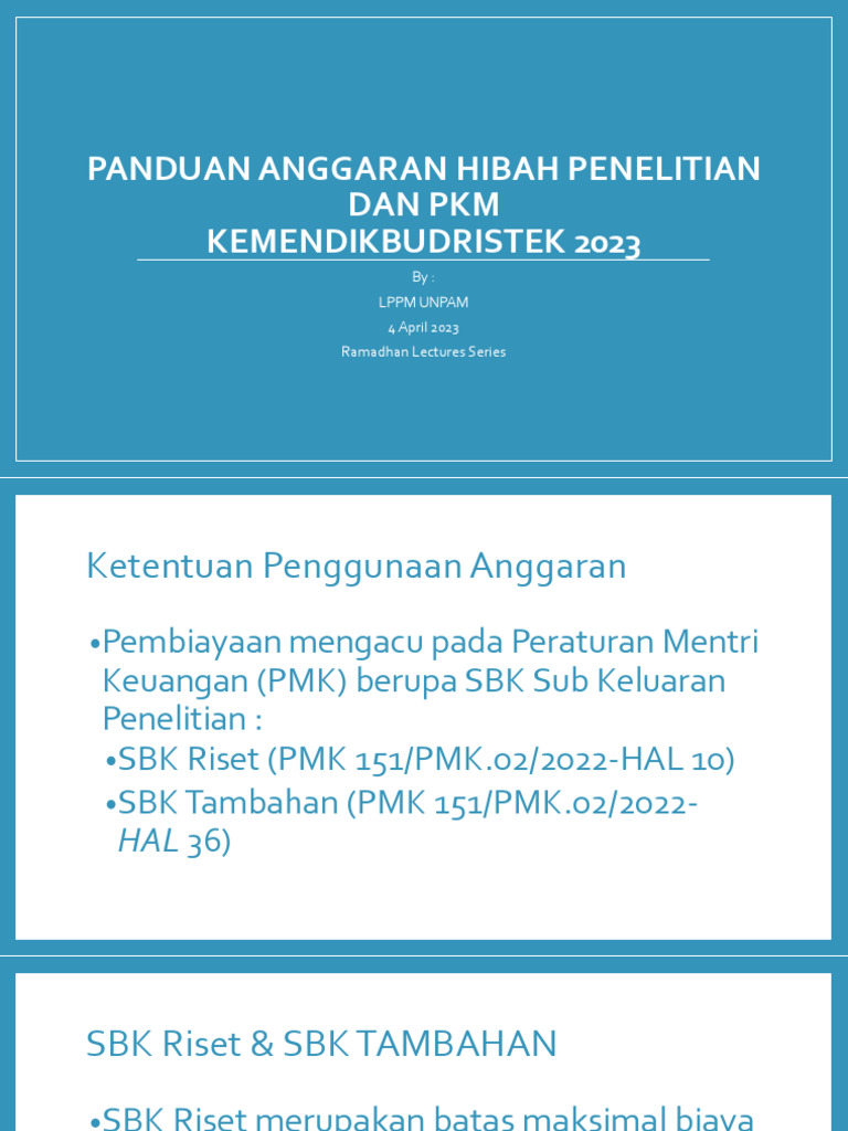 Panduan-Anggaran-Hibah-Penelitian-dan-PKM-Kemendikbudristek-2023 | PDF