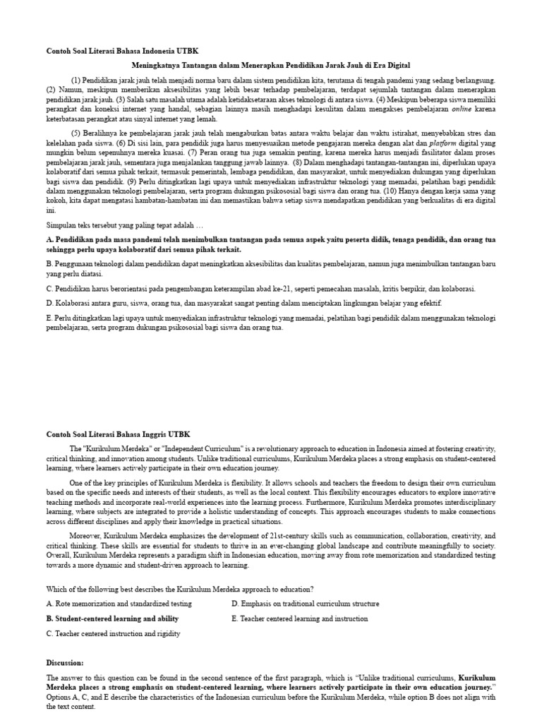 Contoh Soal Dan Pembahasan Materi TPA Dan TBS | PDF