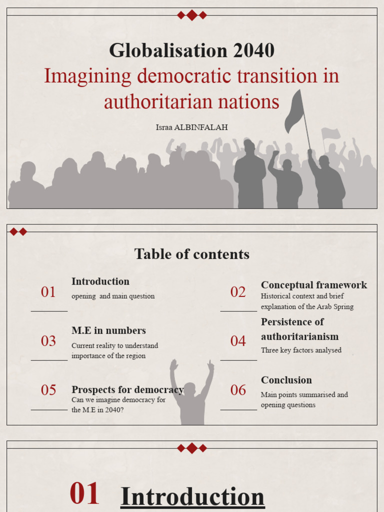 Globalisation 2040 1 - Democracy and Authoritarianism | PDF | Authoritarianism | Arab Spring