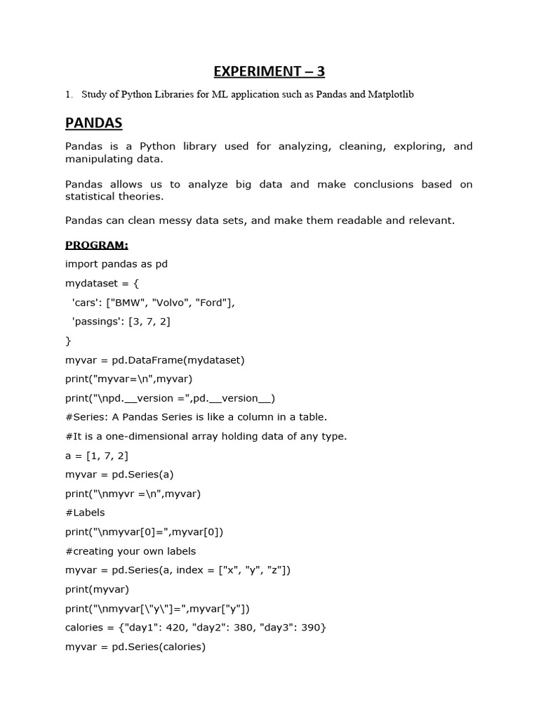 EXPERIMENT 3 ML | PDF | Computing | Computer Science