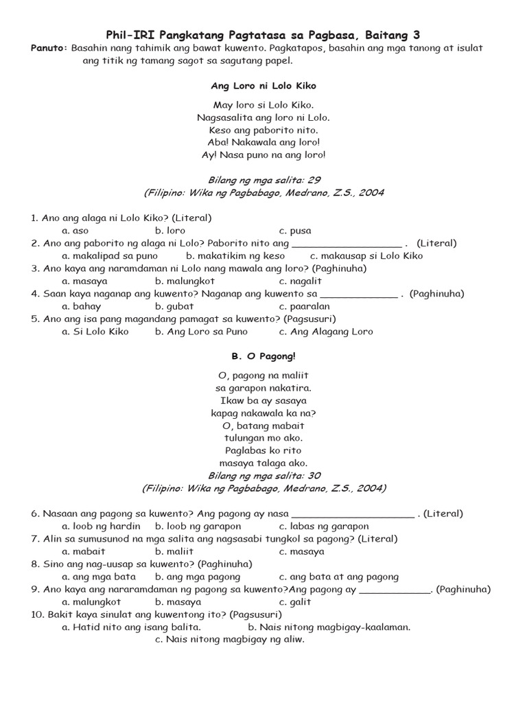 Group Screening Test Filipino | PDF