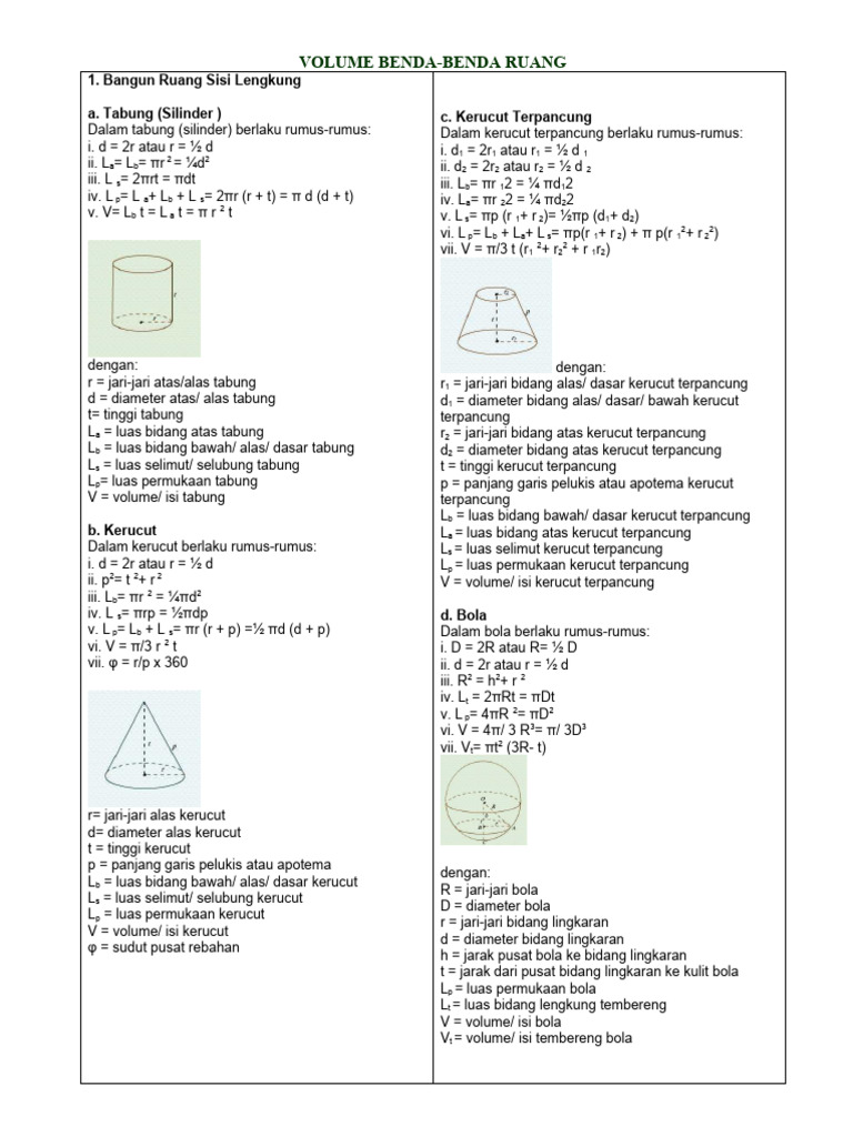 Rumus Volume Bangun Ruang Fisika | PDF