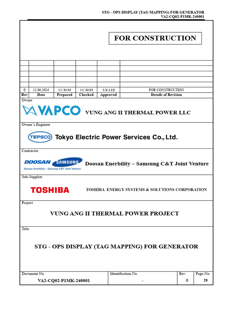 Va2-Cq02-p1mk-240001 - Rev.0 - STG - Ops Display (Tag Mapping) For Generator | PDF | Electrical ...