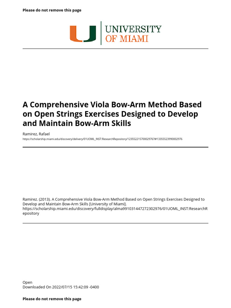 A Comprehensive Viola Bow-Arm Method Based On Open Strings Exerci | PDF ...
