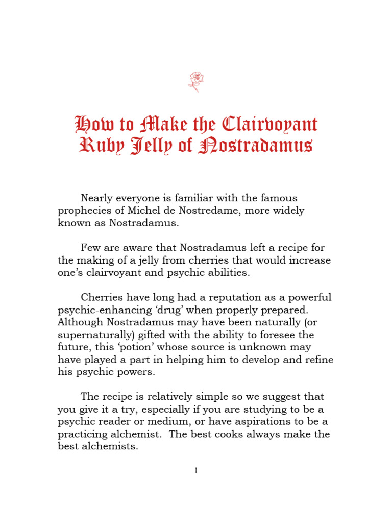 Clairvoyant Ruby Jelly Pdf Alchemy Nostradamus