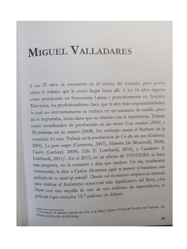 Lectura Miguel Valladares | PDF