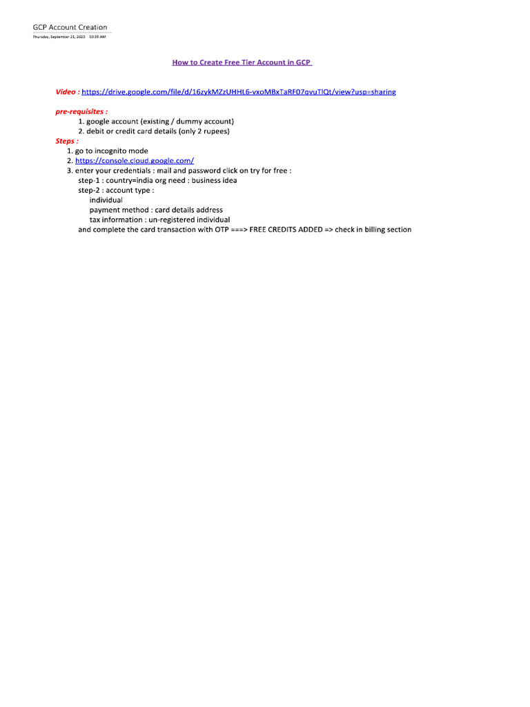2.GCP Account Creation | PDF