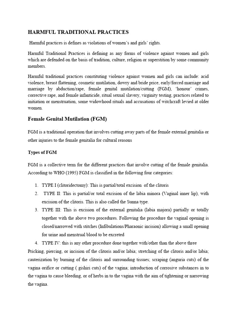 Understanding Harmful Traditional Practices | PDF | Female Genital ...