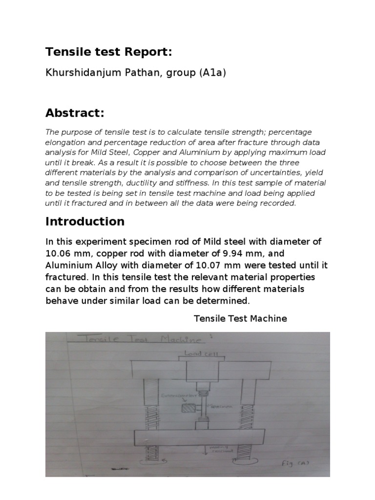 Tensile Report | PDF | Deformation (Engineering) | Strength Of Materials