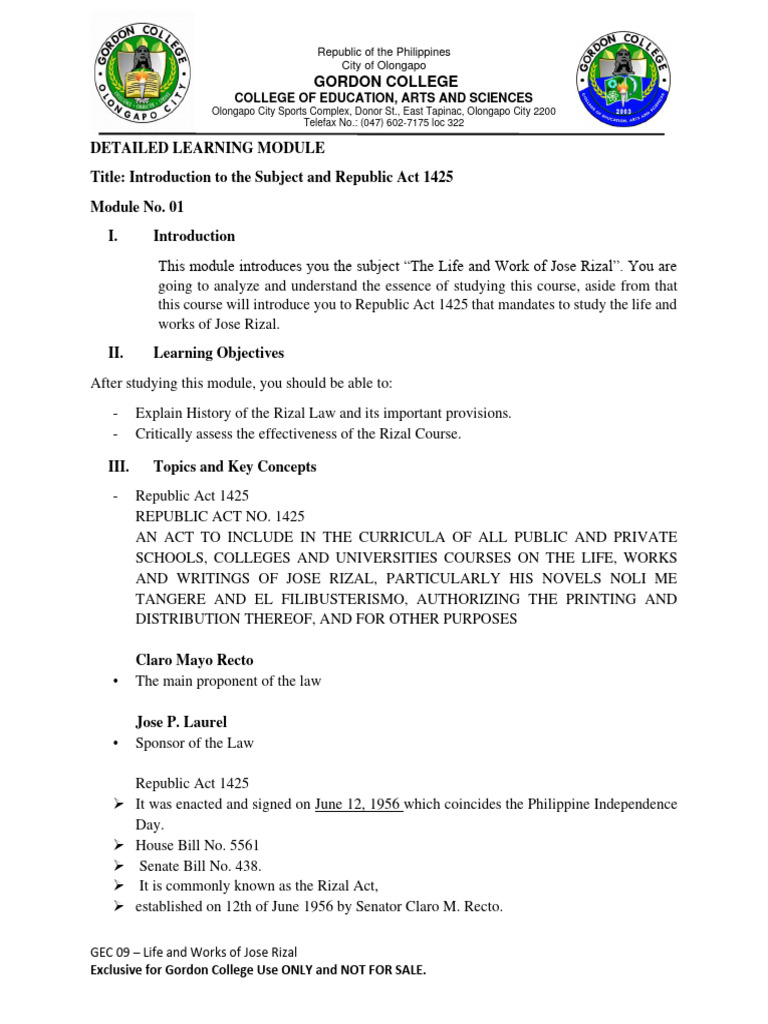 The Life and Works of Jose Rizal MODULE 1 4 | PDF | Philippines