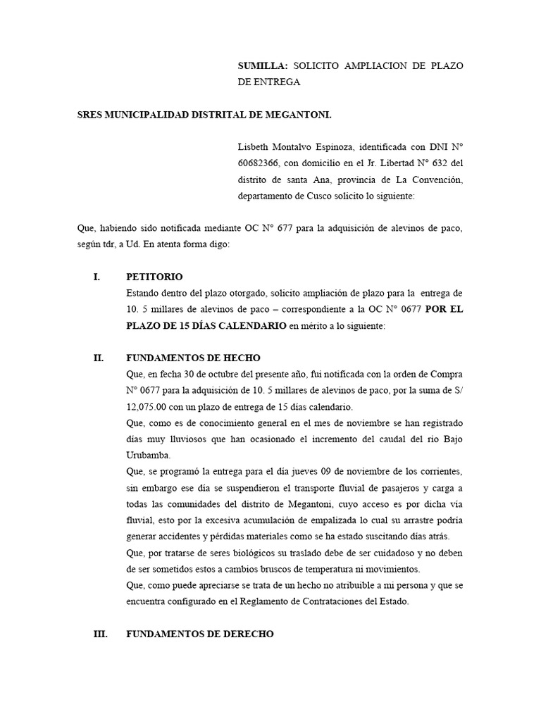 AMPLIACION DE PLAZO DE EJECUCION CONTRACTUAL | PDF