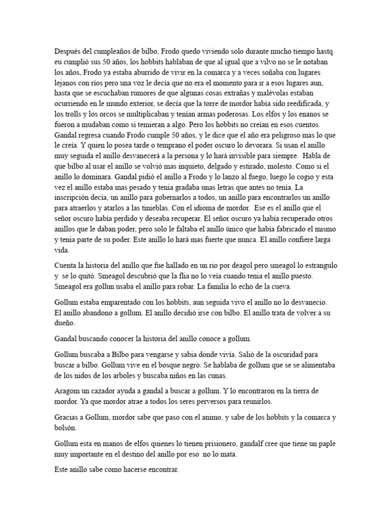 La Sombra Del Pasado | PDF | Bilbo Baggins | Libros de la Tierra Media