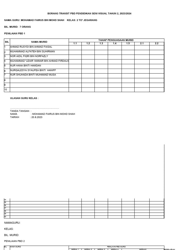Rekod Transit 2023-2024 | PDF