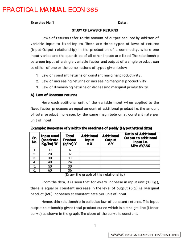 Econ 365 Practical Manual | PDF
