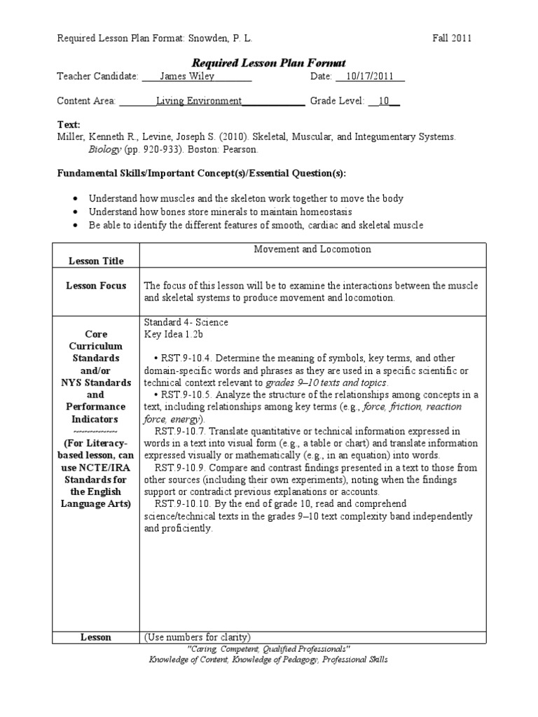 Muscular and Skeletal Systems Lesson Plan | PDF | Osteoblast | Bone