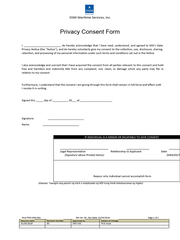 MSI Privacy Consent Form | PDF | Consent