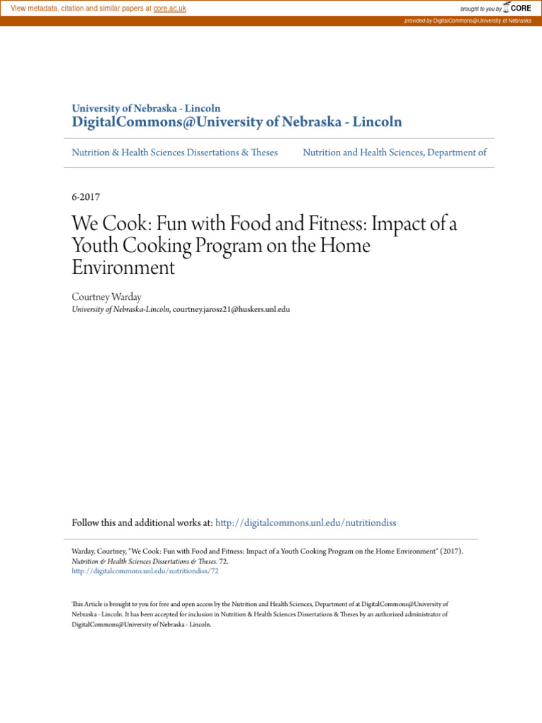 We Cook: Fun With Food and Fitness: Impact of A Youth Cooking Program ...