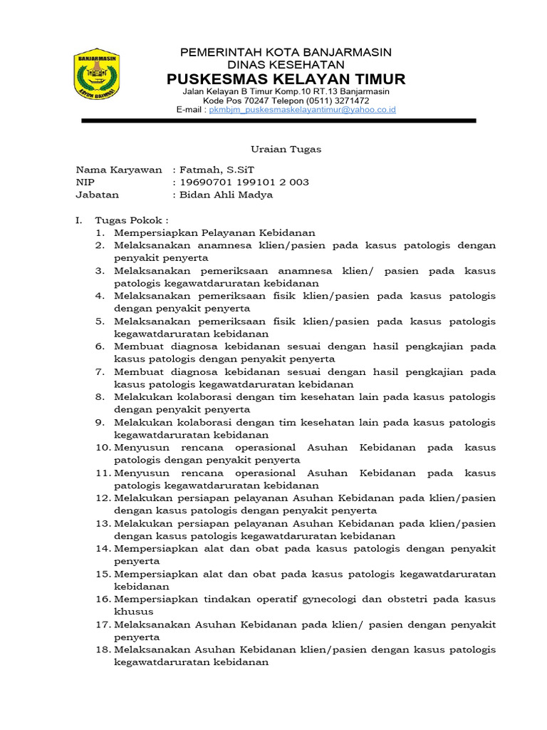 1.3.2.1 Contoh Tupoksi Seluruh Pegawai | PDF | Kesehatan Holistik