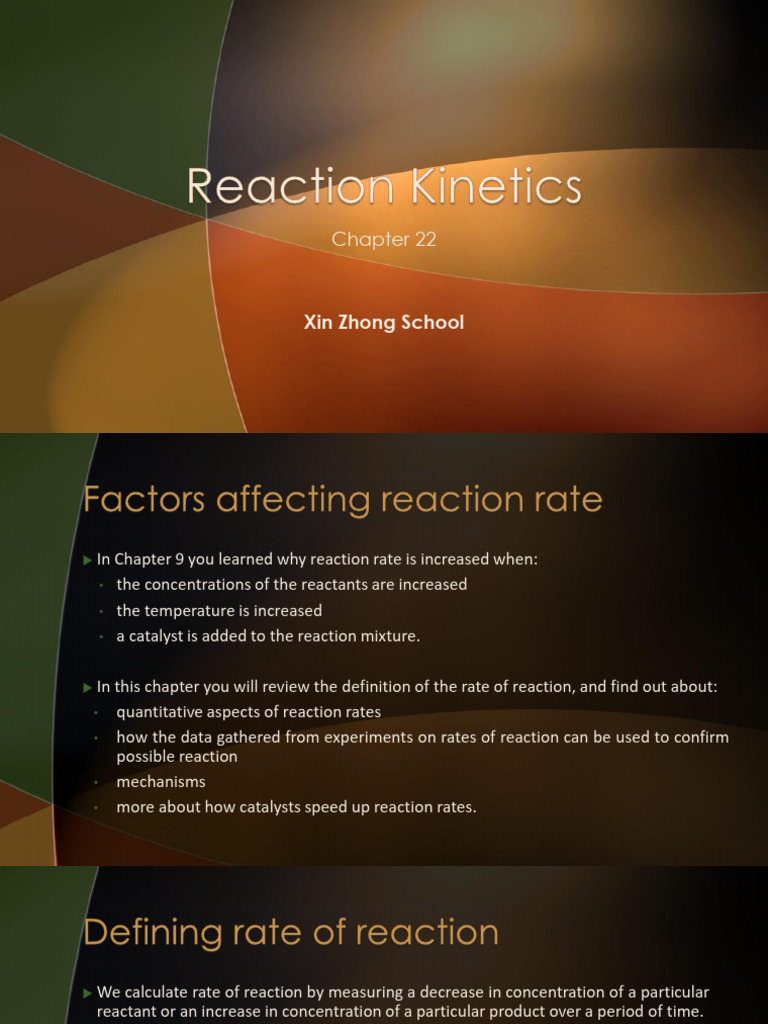 Chapter 22 - Reaction Kinetics | PDF | Reaction Rate | Catalysis Chapter 22 - Reaction Kinetics | PDF | Reaction Rate | Catalysis