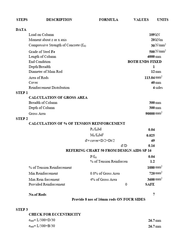 Column Uniaxial Bending | PDF | Reinforced Concrete | Physical Sciences