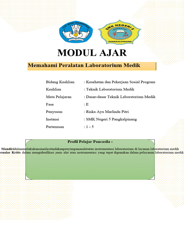 Modul Ajar Dasar-Dasar Teknik Laboratorium Medik - Memahami Peralatan Laboratorium Medik - Fase ...