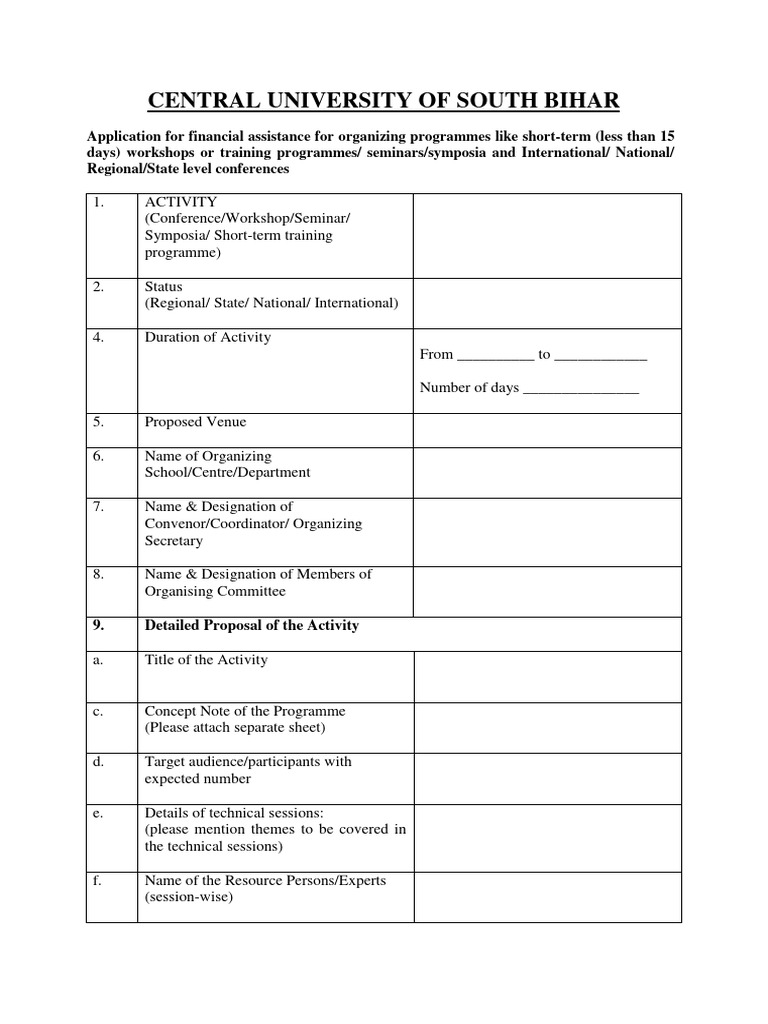 Proforma For Seminar, Conference Etc | PDF | Business | Finance & Money ...
