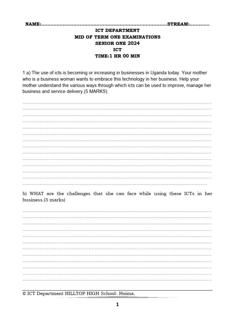 S1 Ict Term 1 Mot 2024 | PDF | Computing | Cyberspace