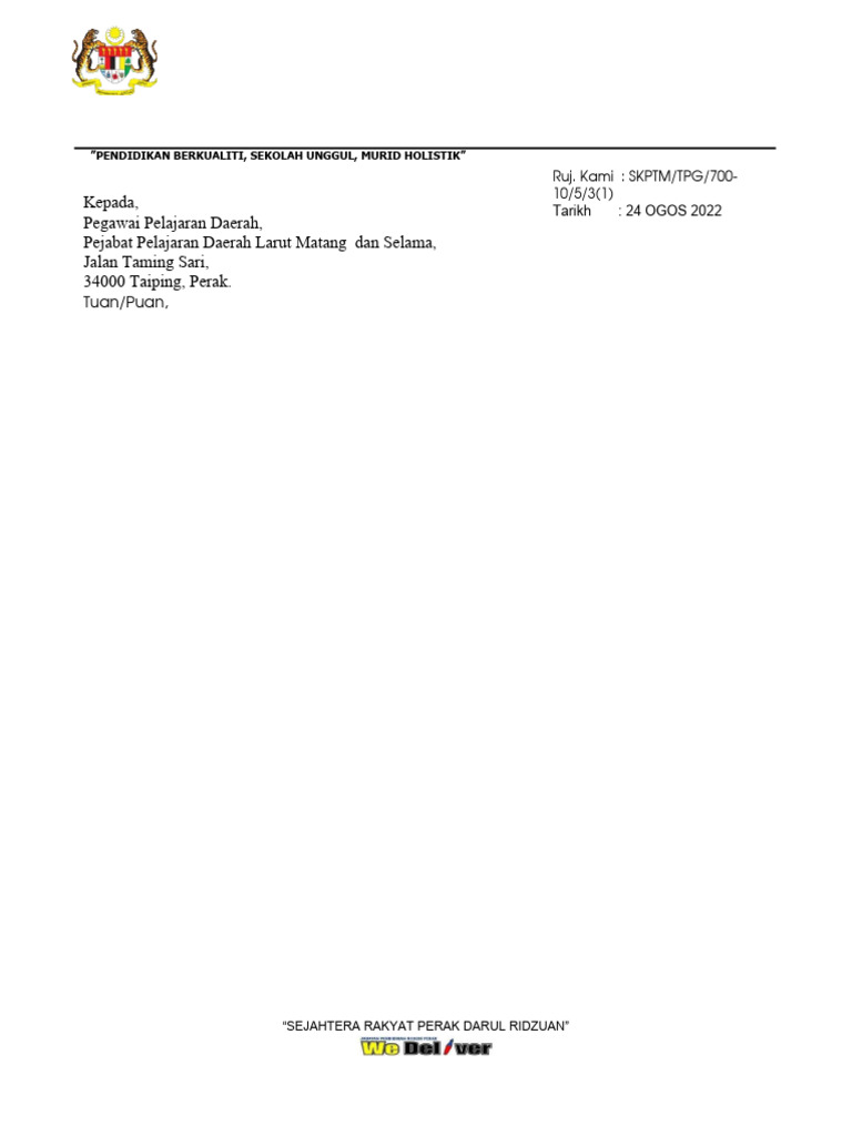 SURAT Kidmat Bantu 5 | PDF