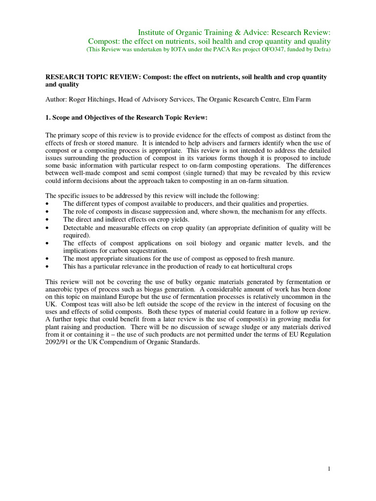 Impact of Compost on Soil and Crop Health | PDF | Compost | Soil
