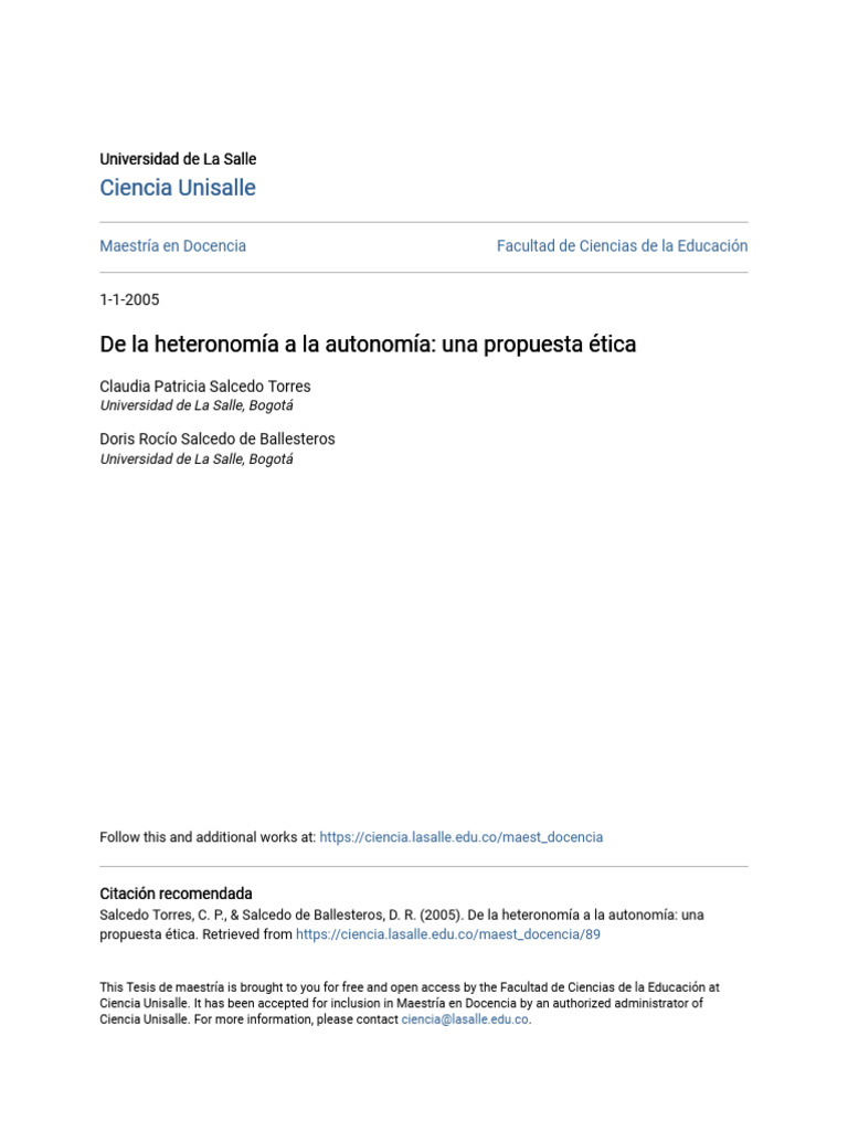 De La Heteronomía A La Autonomía - Una Propuesta Ética | PDF ...