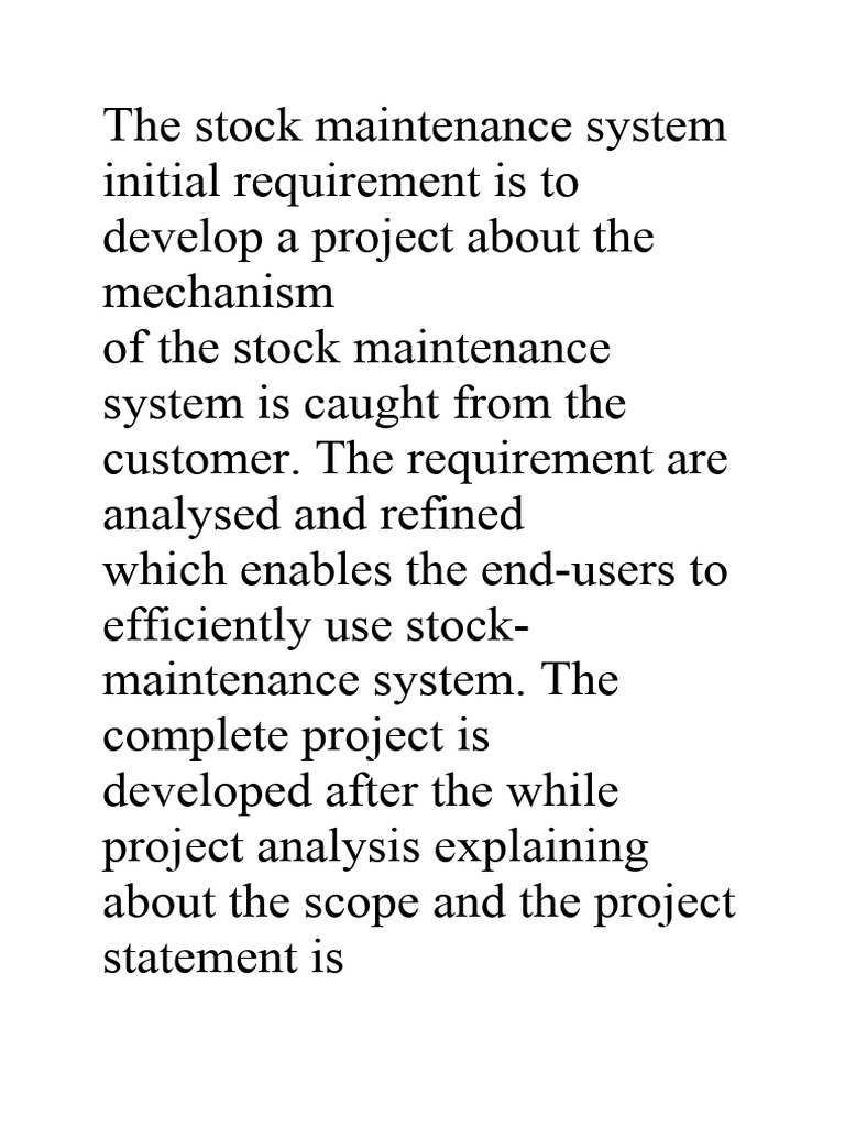 Stock Maintenance System Overview | PDF | Computing | Business