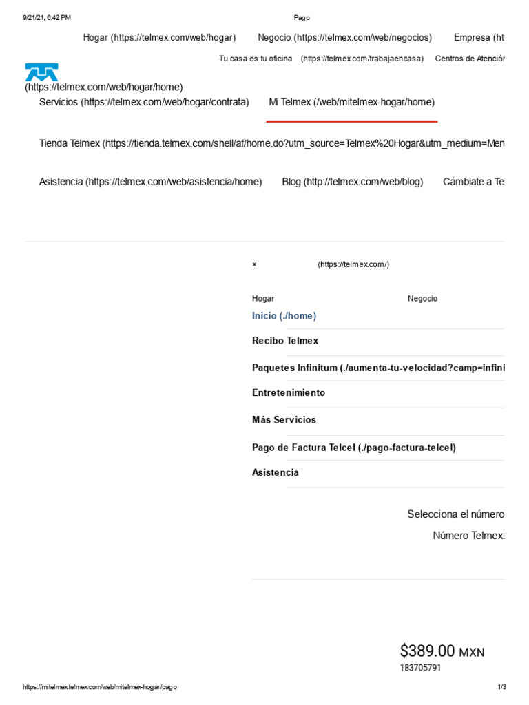 Pago de Factura Telmex Online | PDF