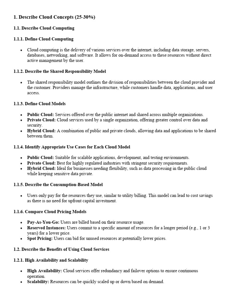 Az 900 NOTES NG | PDF | Cloud Computing | Software As A Service