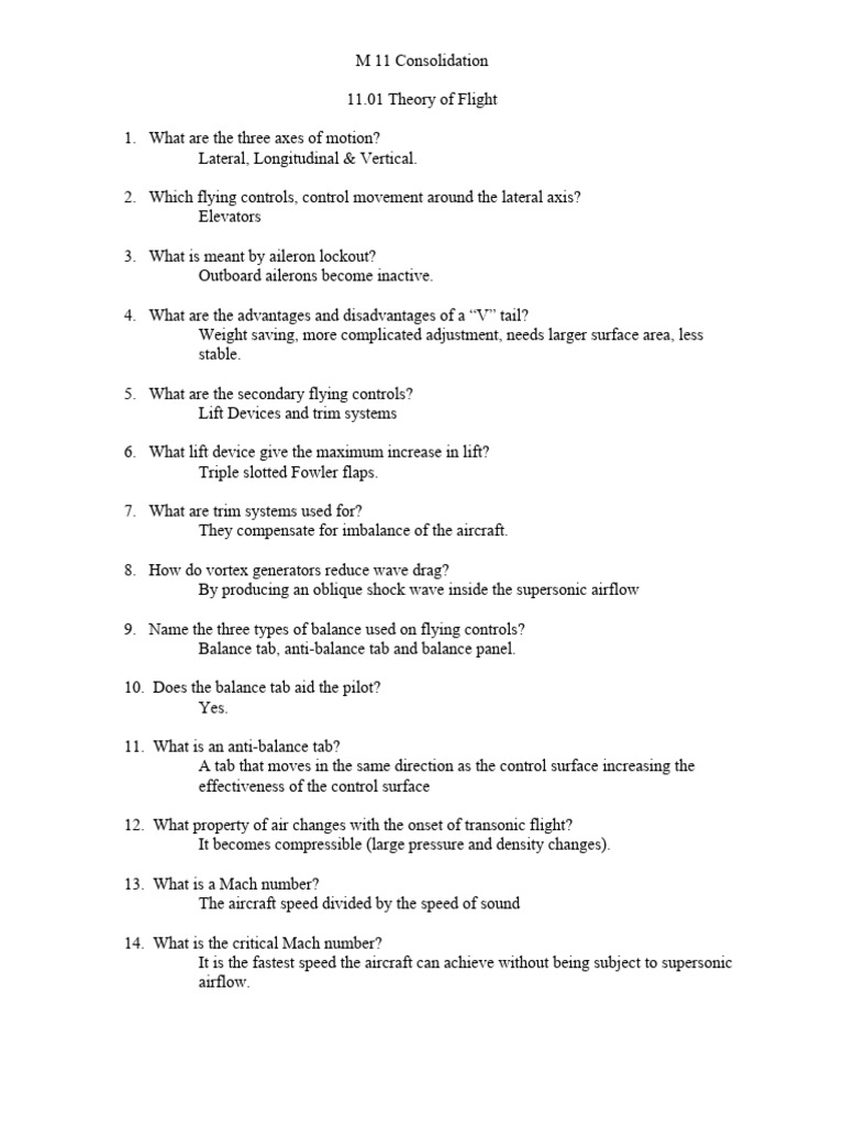 CAT A M11.1 Questions and Answers | PDF | Flight Control Surfaces ...