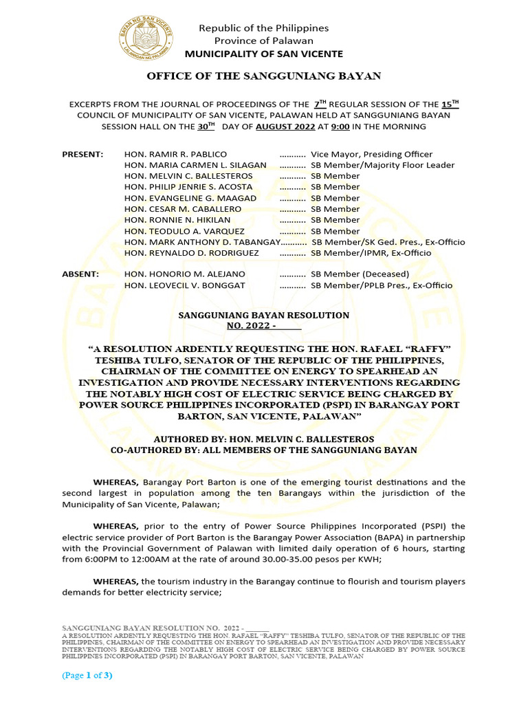 Resolution 2022 - Requesting Sen. Tulfo To Investigate PSPI | PDF ...