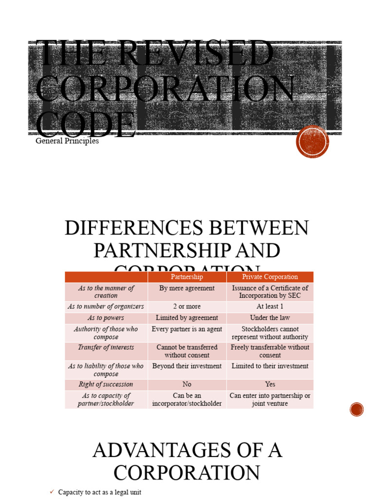 The Revised Corporation Code1 | PDF | Corporations | Partnership