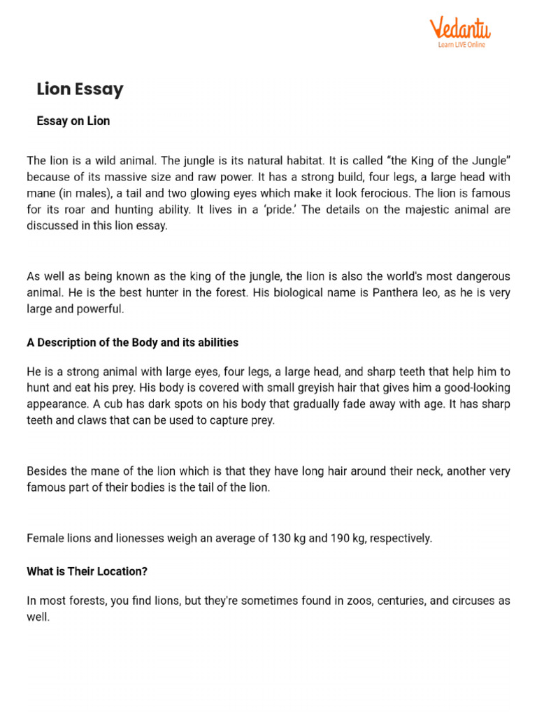 Lion Essay | PDF